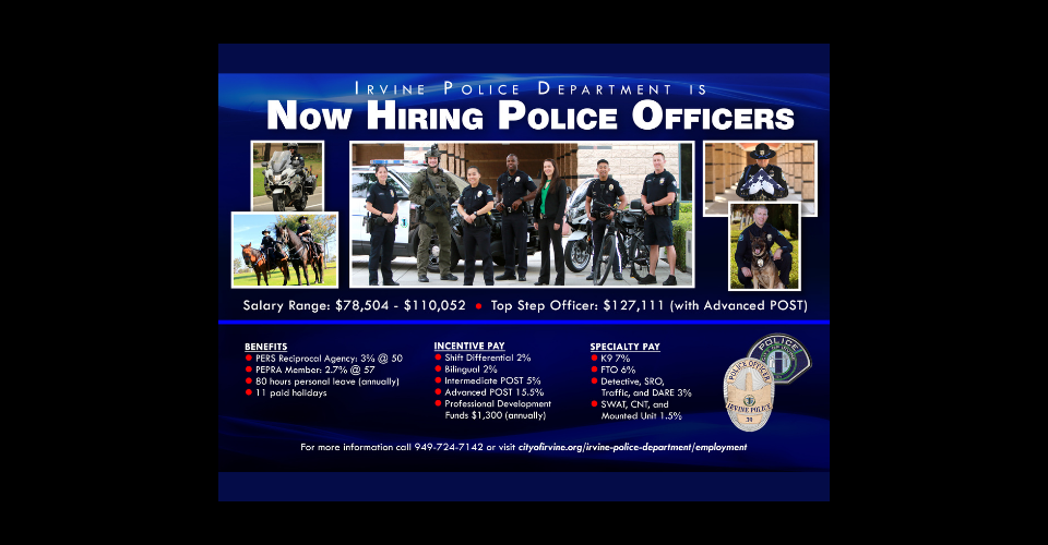 Now Hiring Police Officers and Police Recruits | City of Irvine